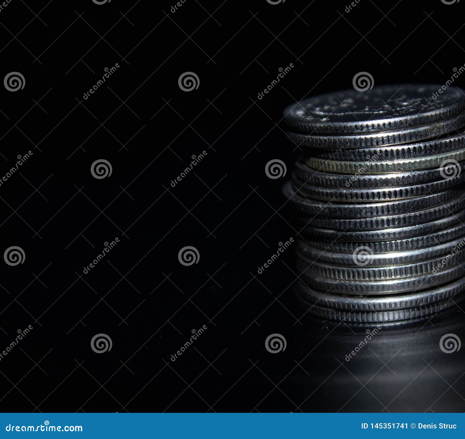 Coins on a Black Background Stock Image - Image of heap, investment ...