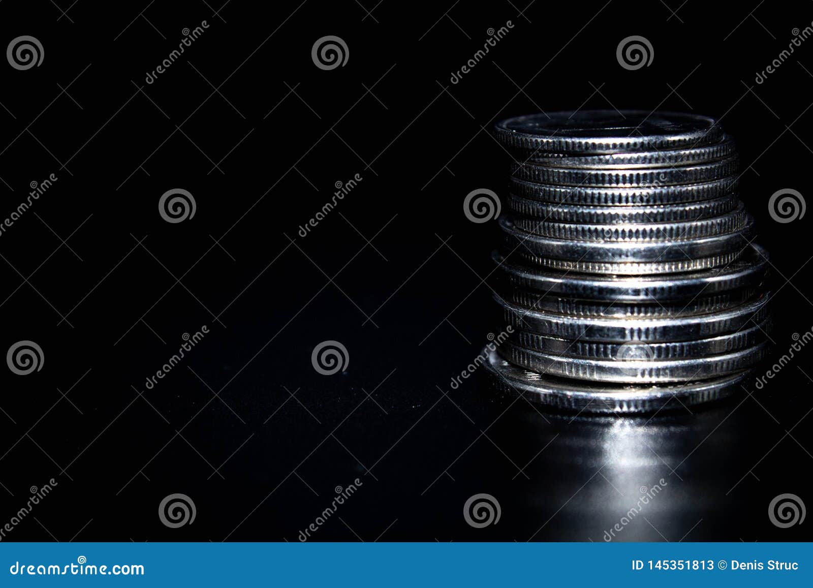 Coins on a Black Background Stock Image - Image of finance, background ...