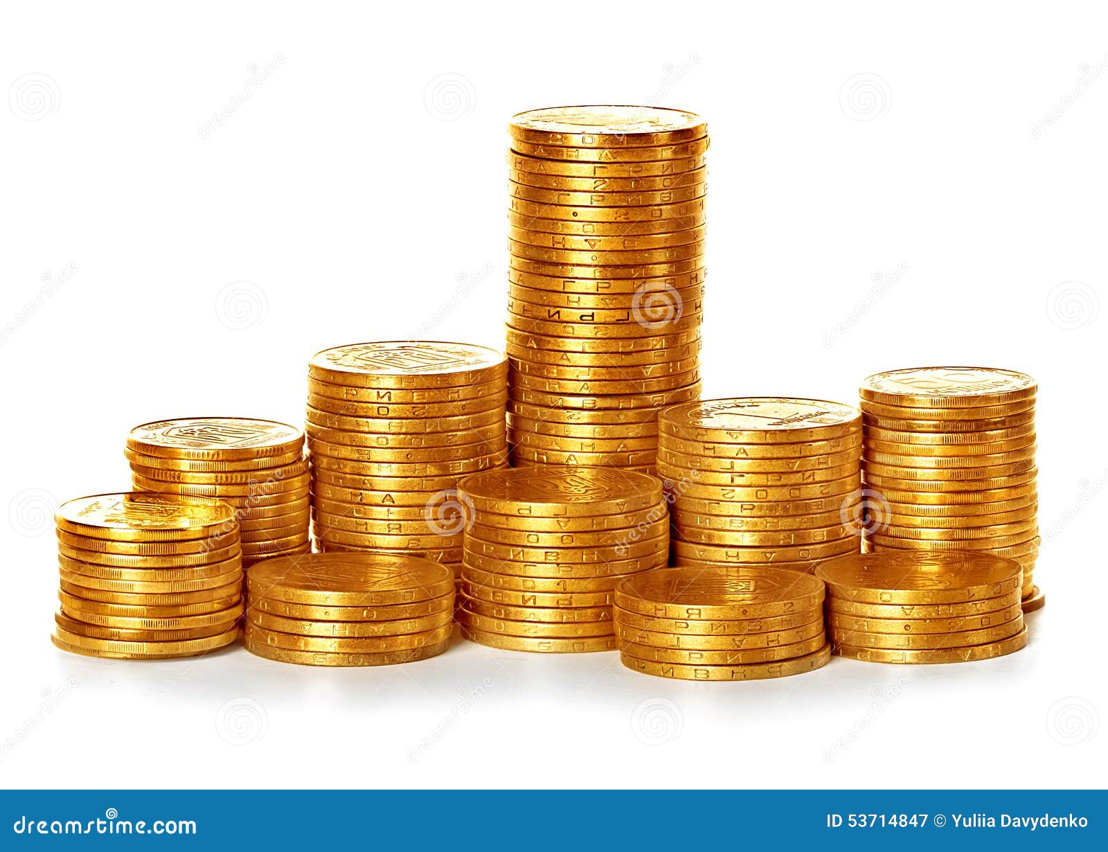 Coins Stack Close-up Isolated on a White Stock Image - Image of coins ...