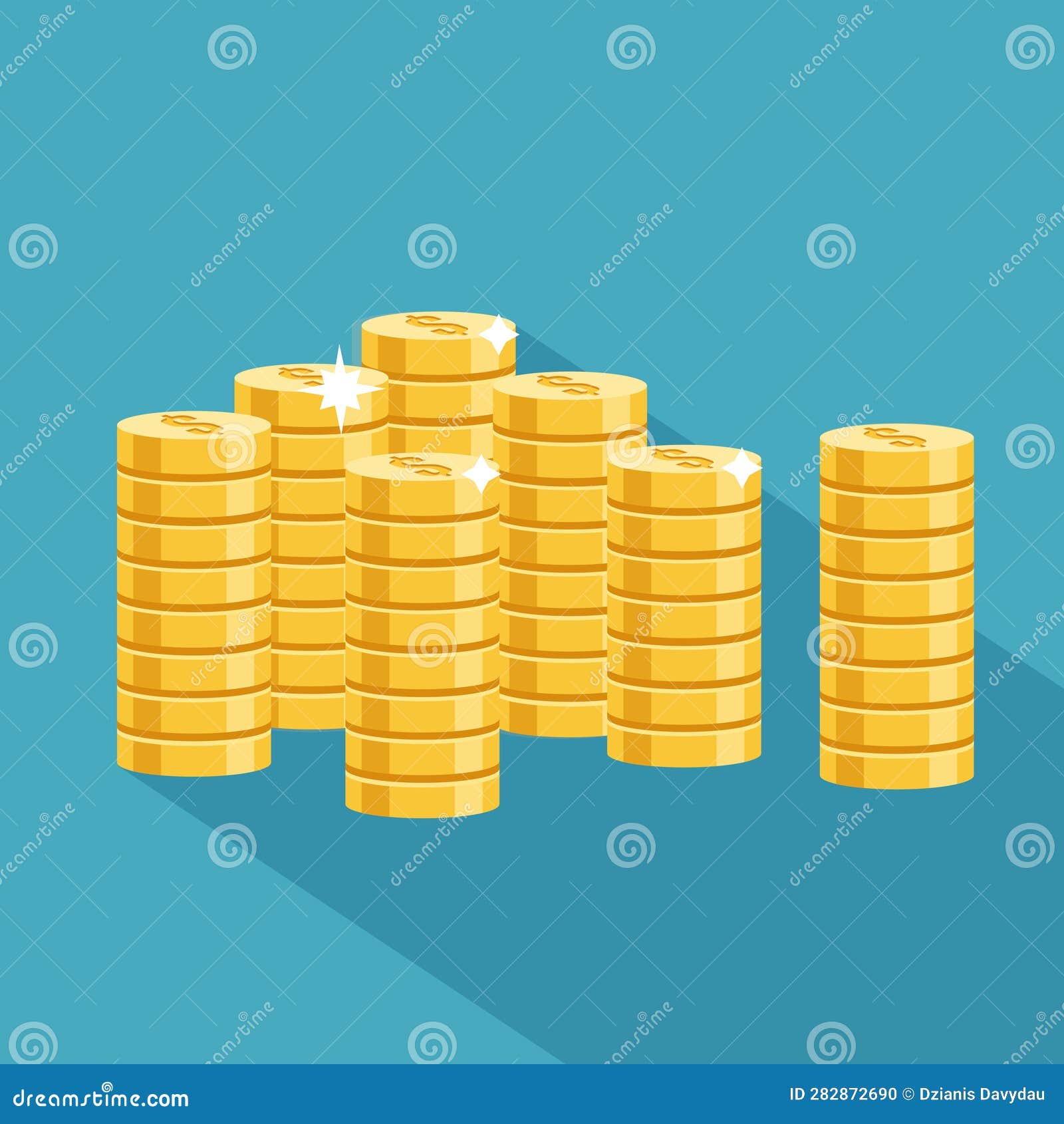 Coins Stack Flat Style Icon Vector Illustration Stock Vector ...