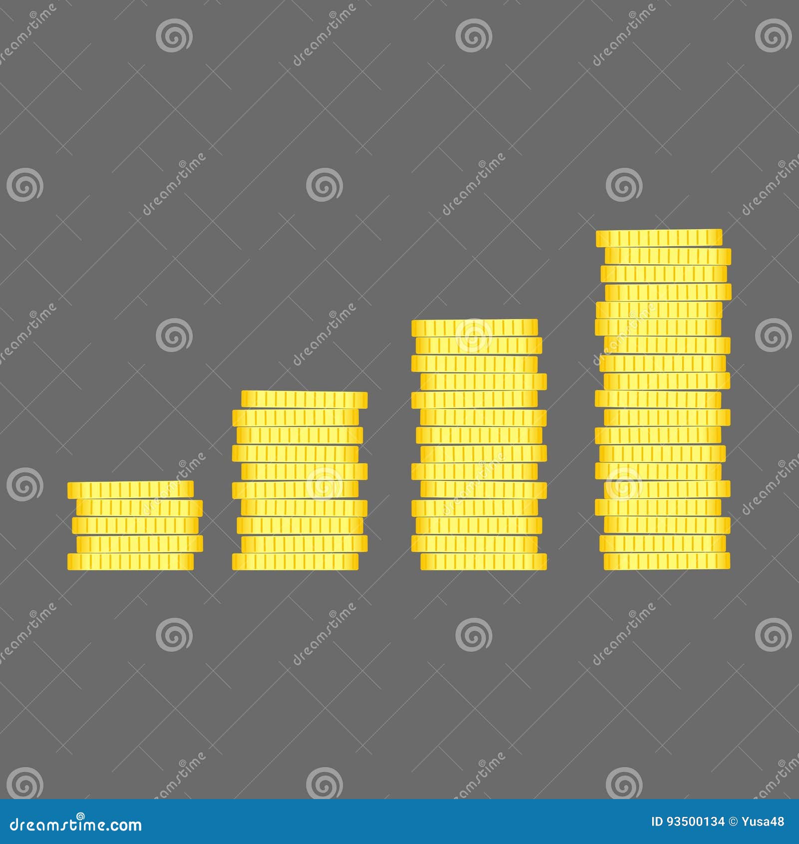Coins Stack. Gold Money Icon Flat Design Illustration Vector Stock ...