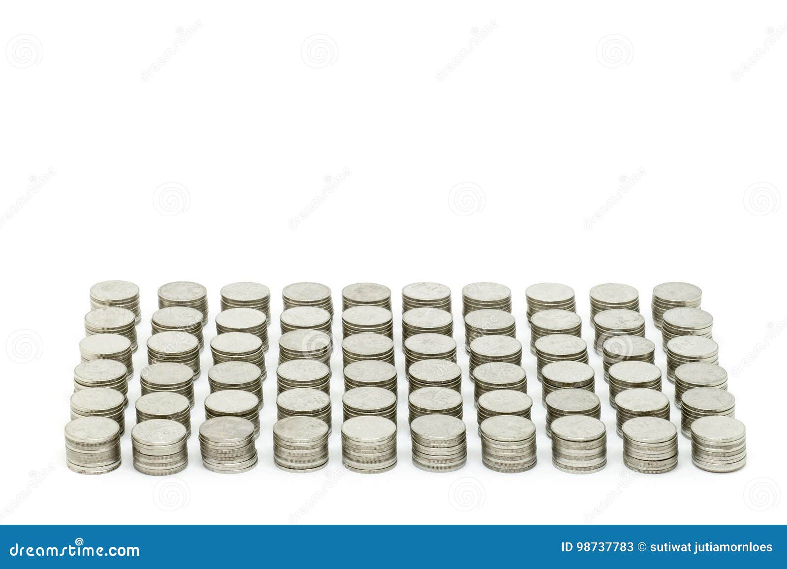 Coins Stack Golden Set Each 10 Coins Isolated on White Background ...