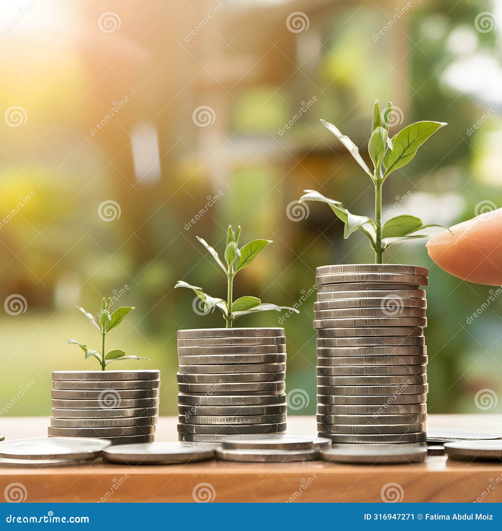 Coins Stack Growing, Symbolizing Business Value Increase Stock ...