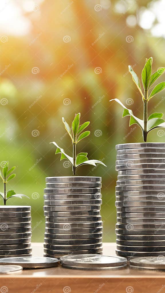 Coins Stack Growing, Symbolizing Business Value Increase Stock ...