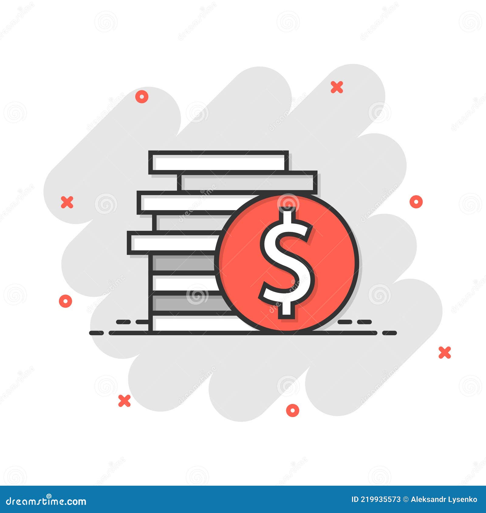 Coins Stack Icon in Comic Style. Dollar Coin Cartoon Vector ...