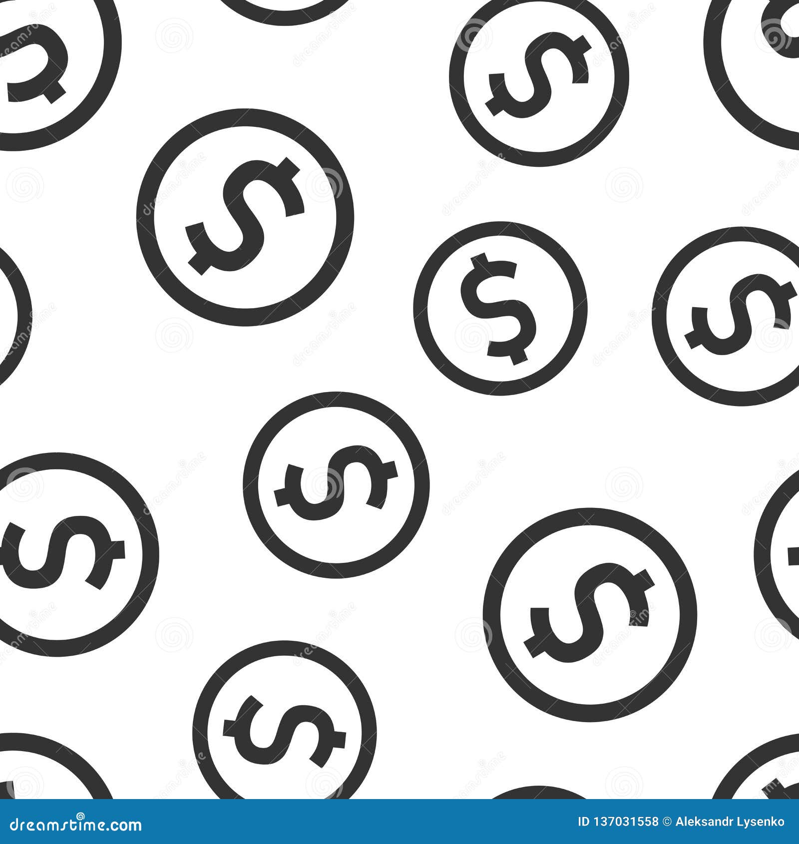 Coins Stack Icon Seamless Pattern Background. Dollar Coin Vector ...