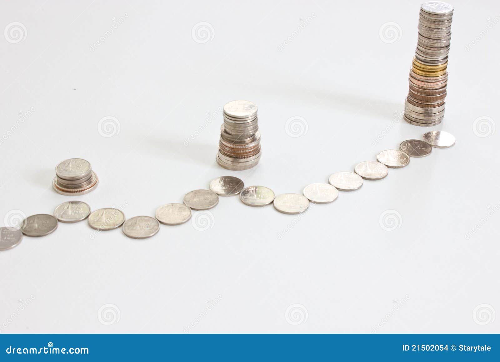 Coins Stack Rising in Diagram Stock Photo - Image of metal, counting ...