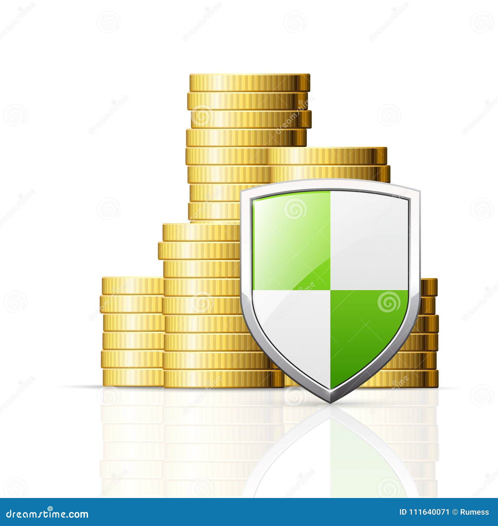 Coins Stack and Shield. Vector Illustration Stock Vector - Illustration ...