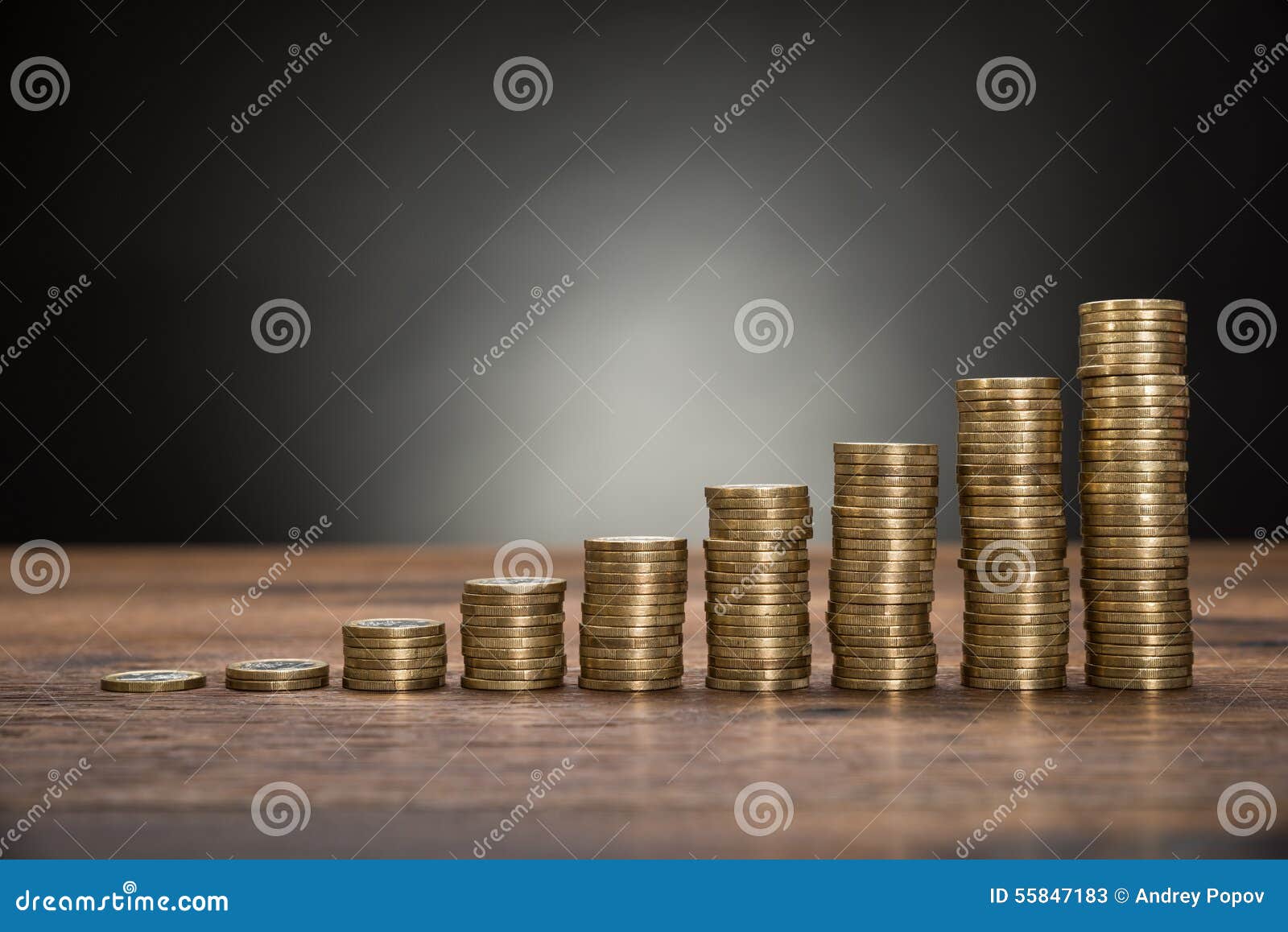Coins Stack on Table stock image. Image of interest, increase - 55847183