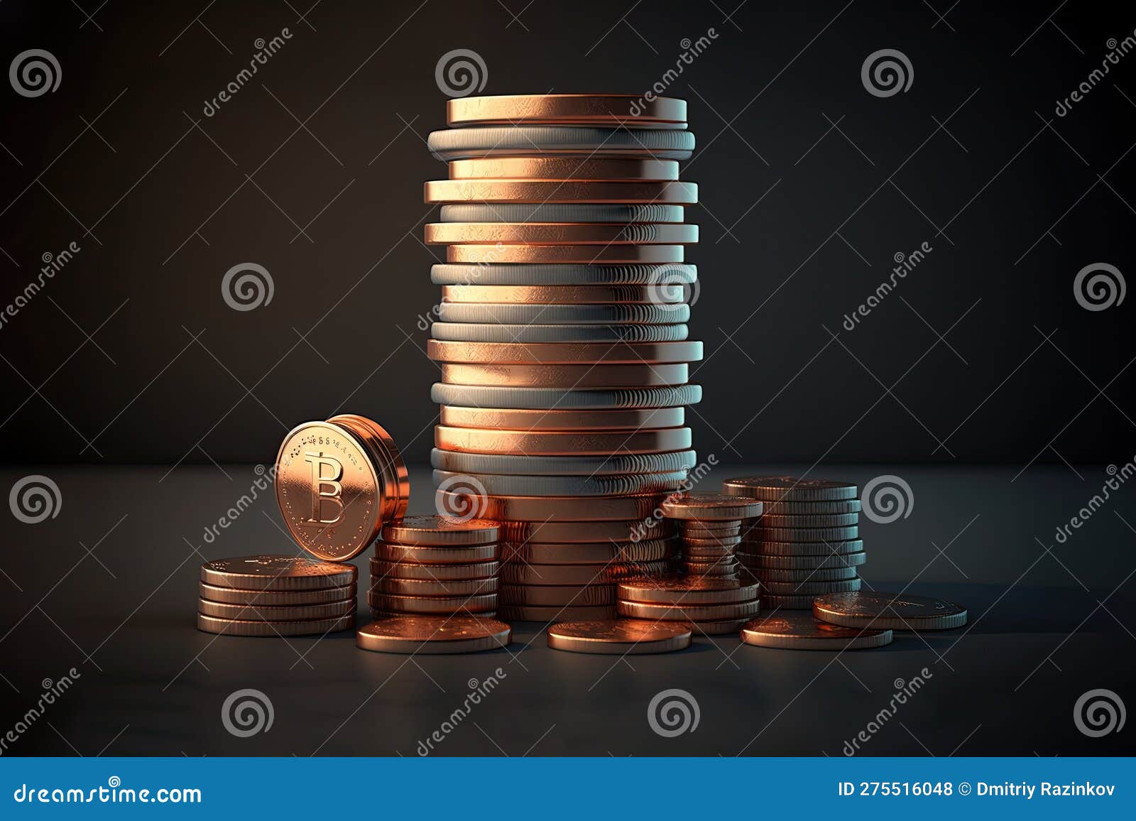 Coins Stack. Wealth Background. Generative AI Stock Photo - Image of ...