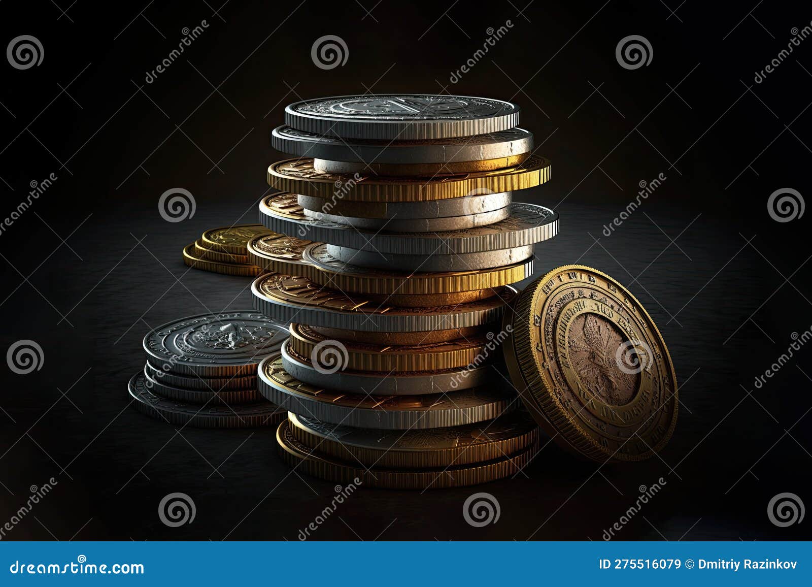 Coins Stack. Wealth Background. Generative AI Stock Image - Image of ...