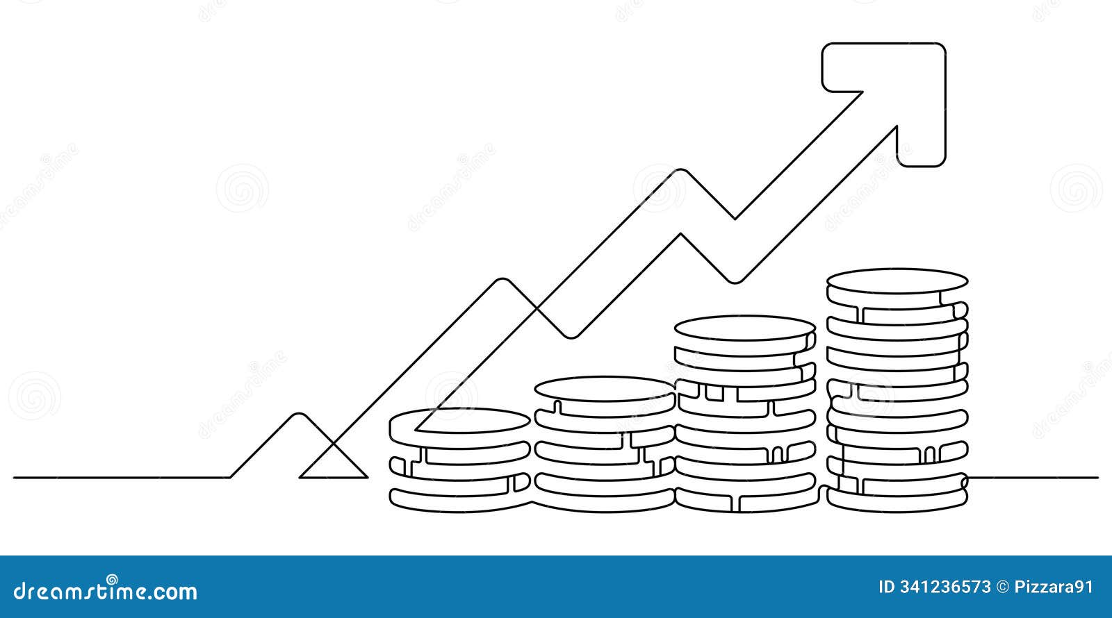 Coins Stack Wealth and Growth Saving and Investment One Line Drawing ...