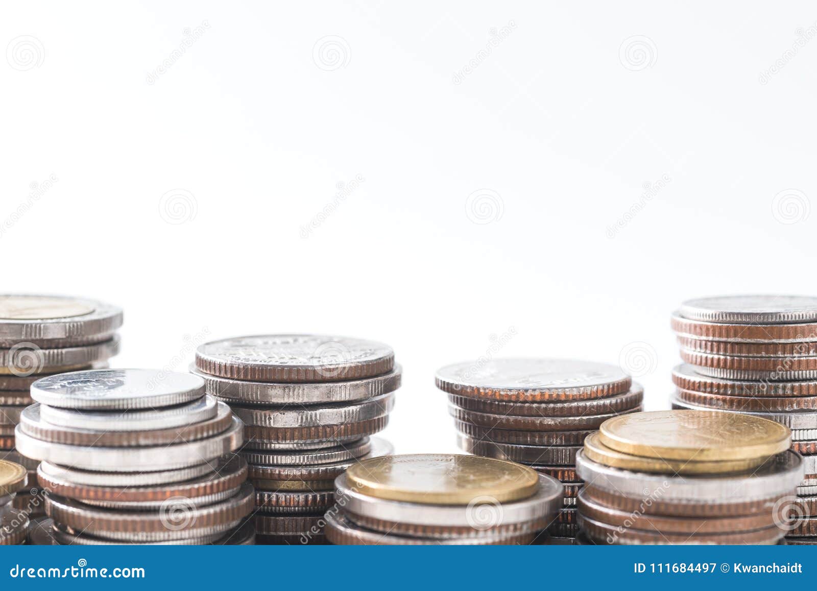 Coins Stack on White Background Stock Image - Image of income, finance ...