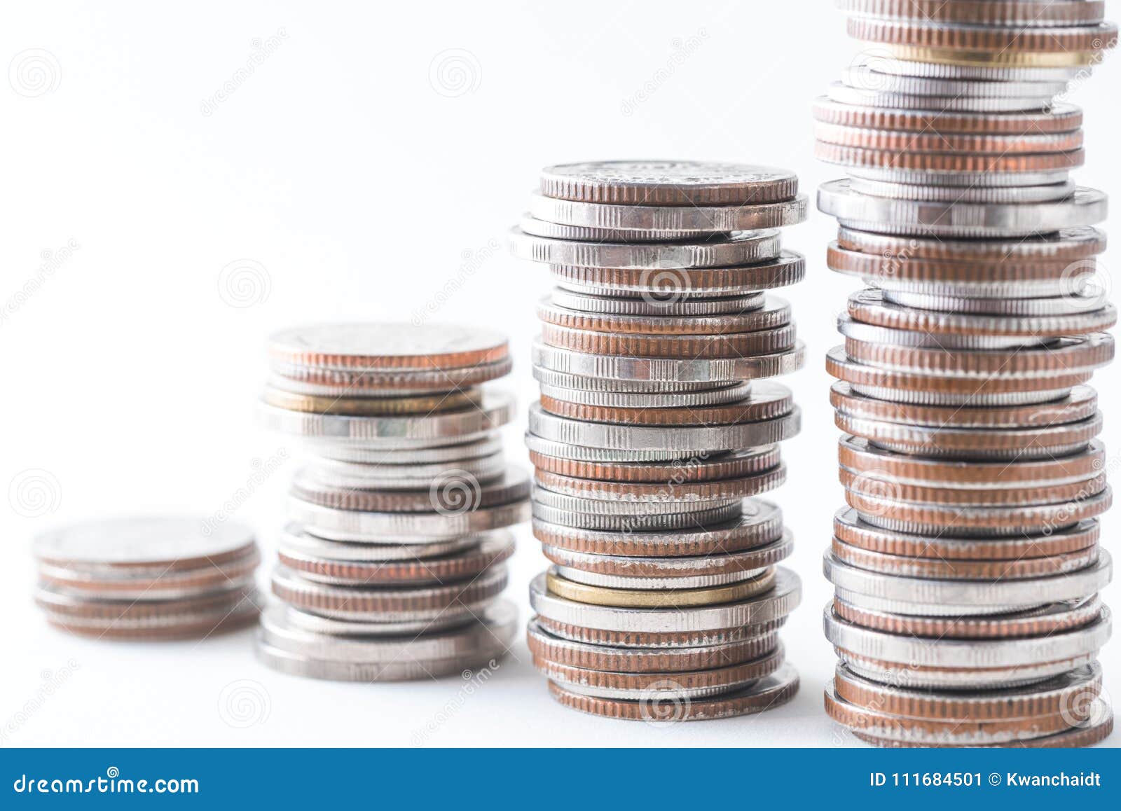 Coins Stack on White Background Stock Image - Image of financial ...