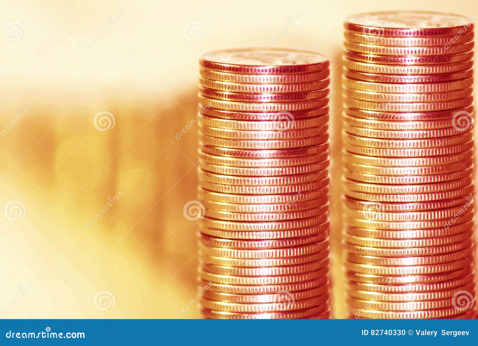 Coins stacked in bars. stock photo. Image of dividends - 82740330
