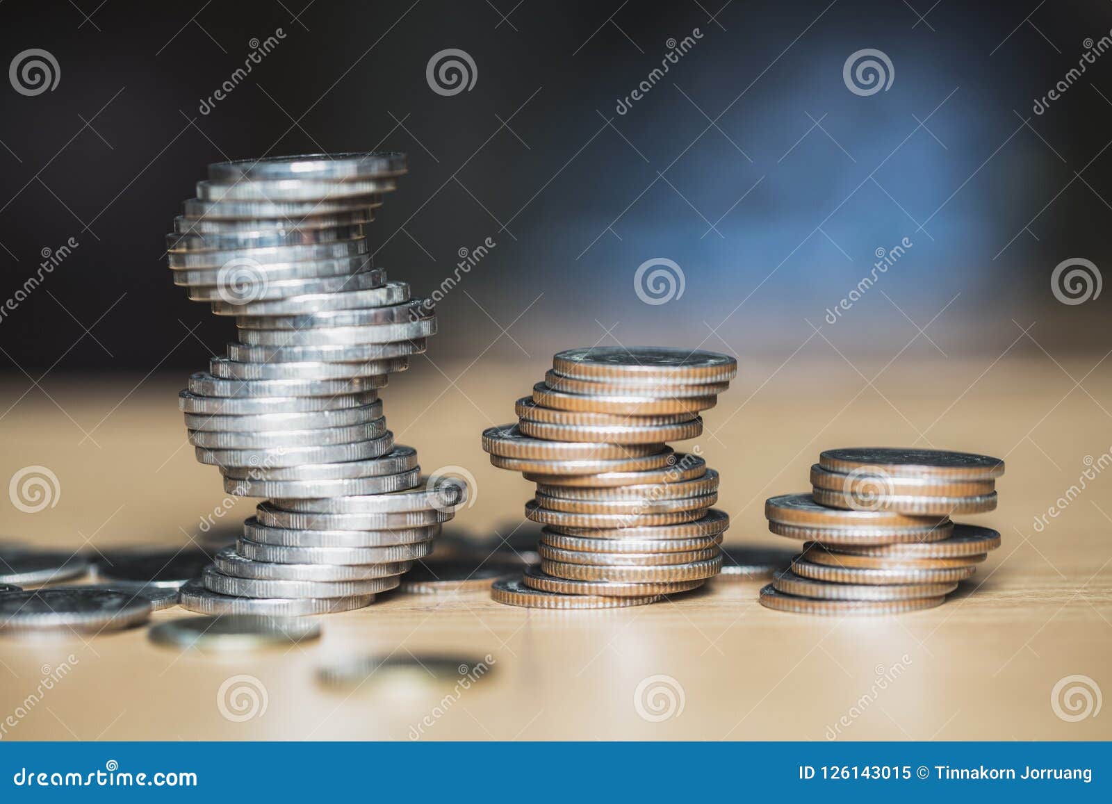 Coins Stacked on Each Other in Different Positions. Stock Image - Image ...