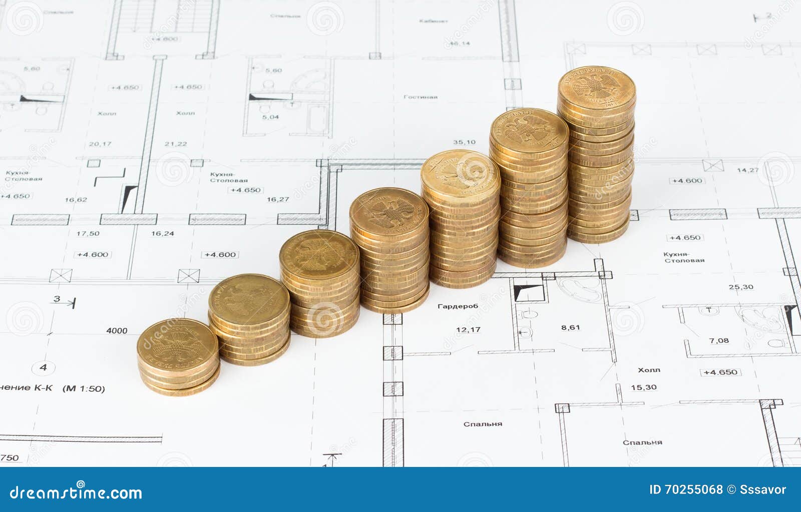 Coins Stacked in a Pile on the Projects Stock Photo - Image of ...