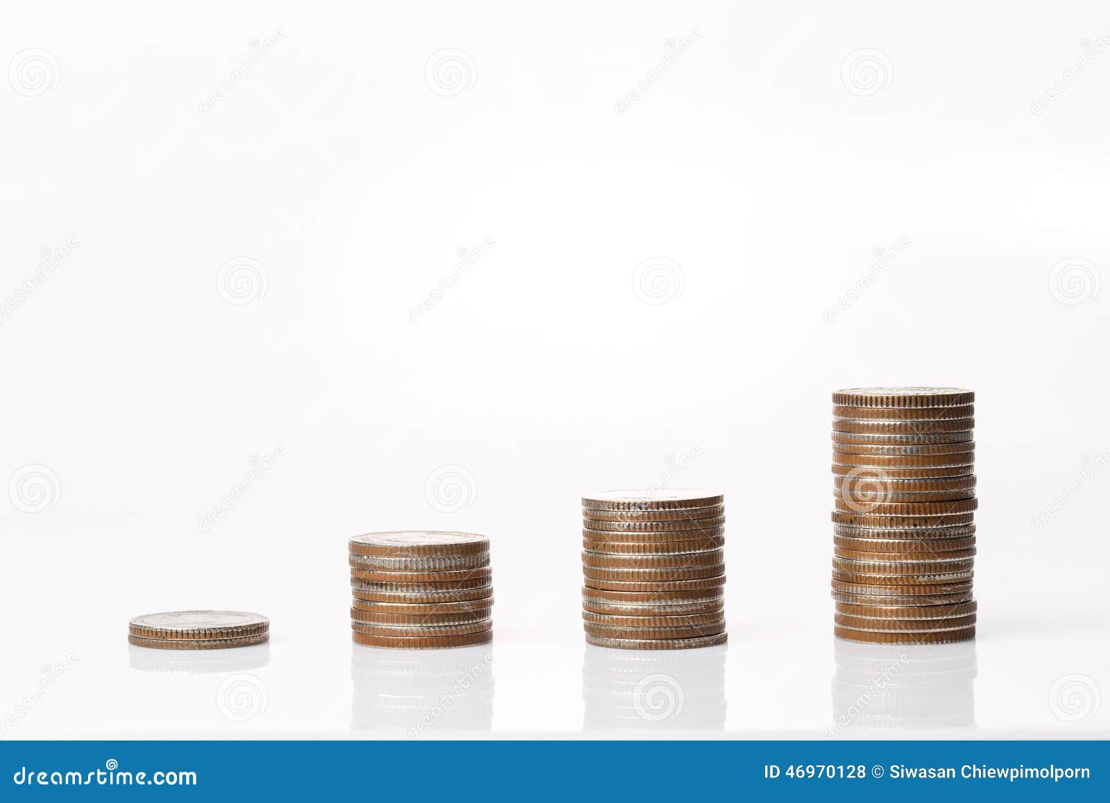 Coins Stacking For Saving Or Business Grow Up Concept On White ...