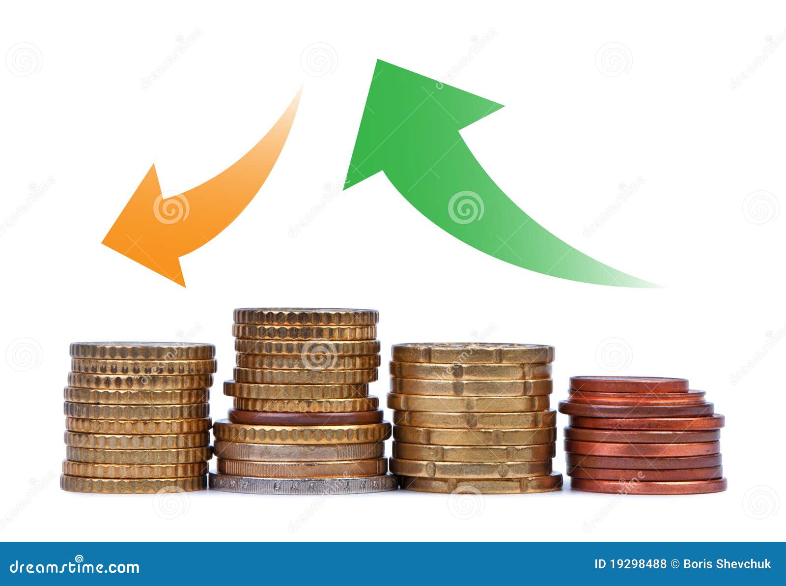 Coins in Stacks with Arrows. Stock Photo - Image of economy, market ...