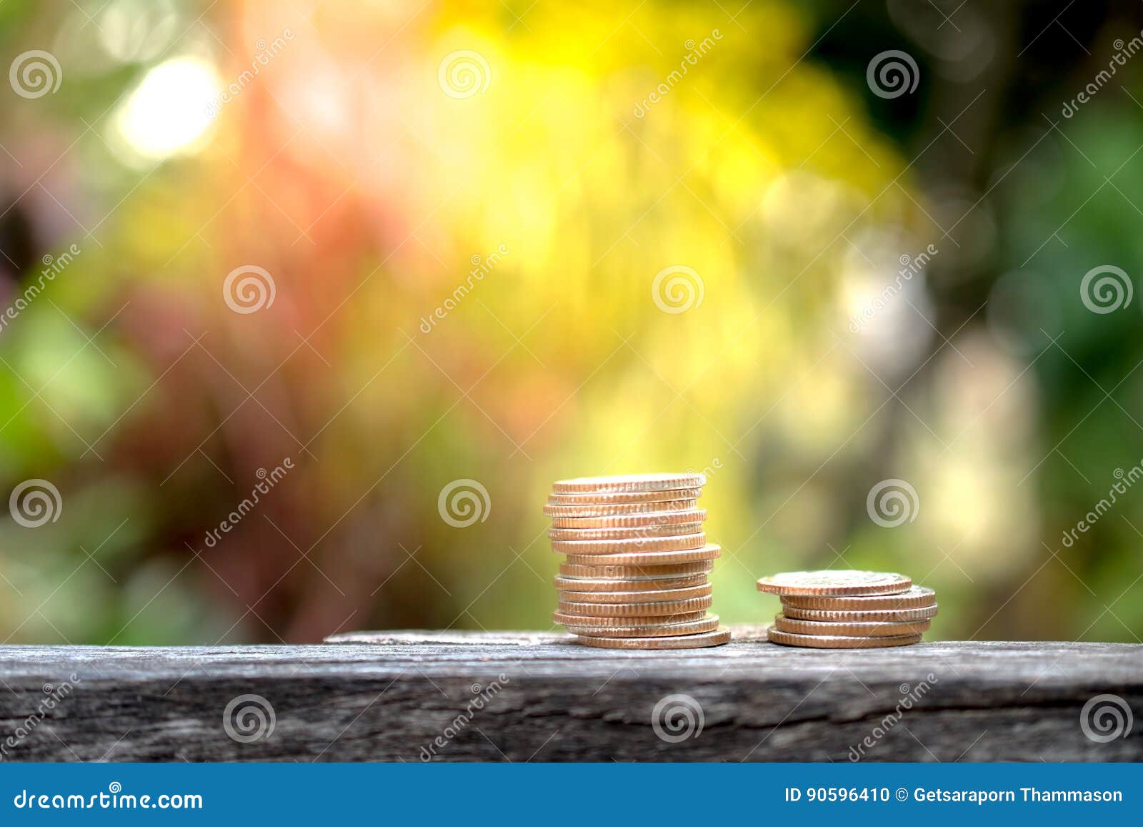 Coins Stacks Grow on Nature Background Stock Photo - Image of coin ...