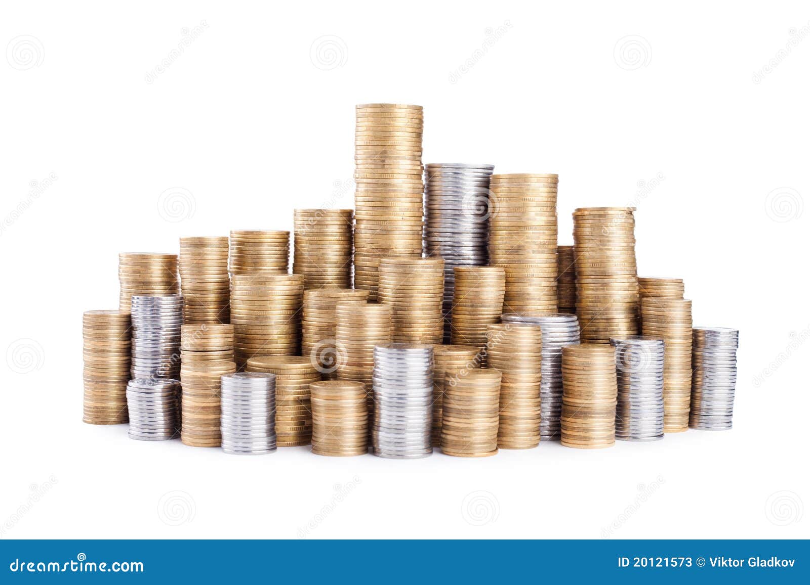 Coins Stacks Isolated on White Stock Image - Image of exchange ...