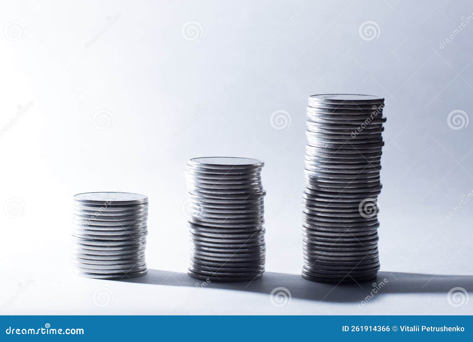 Coins in the stacks stock photo. Image of stack, making - 261914366