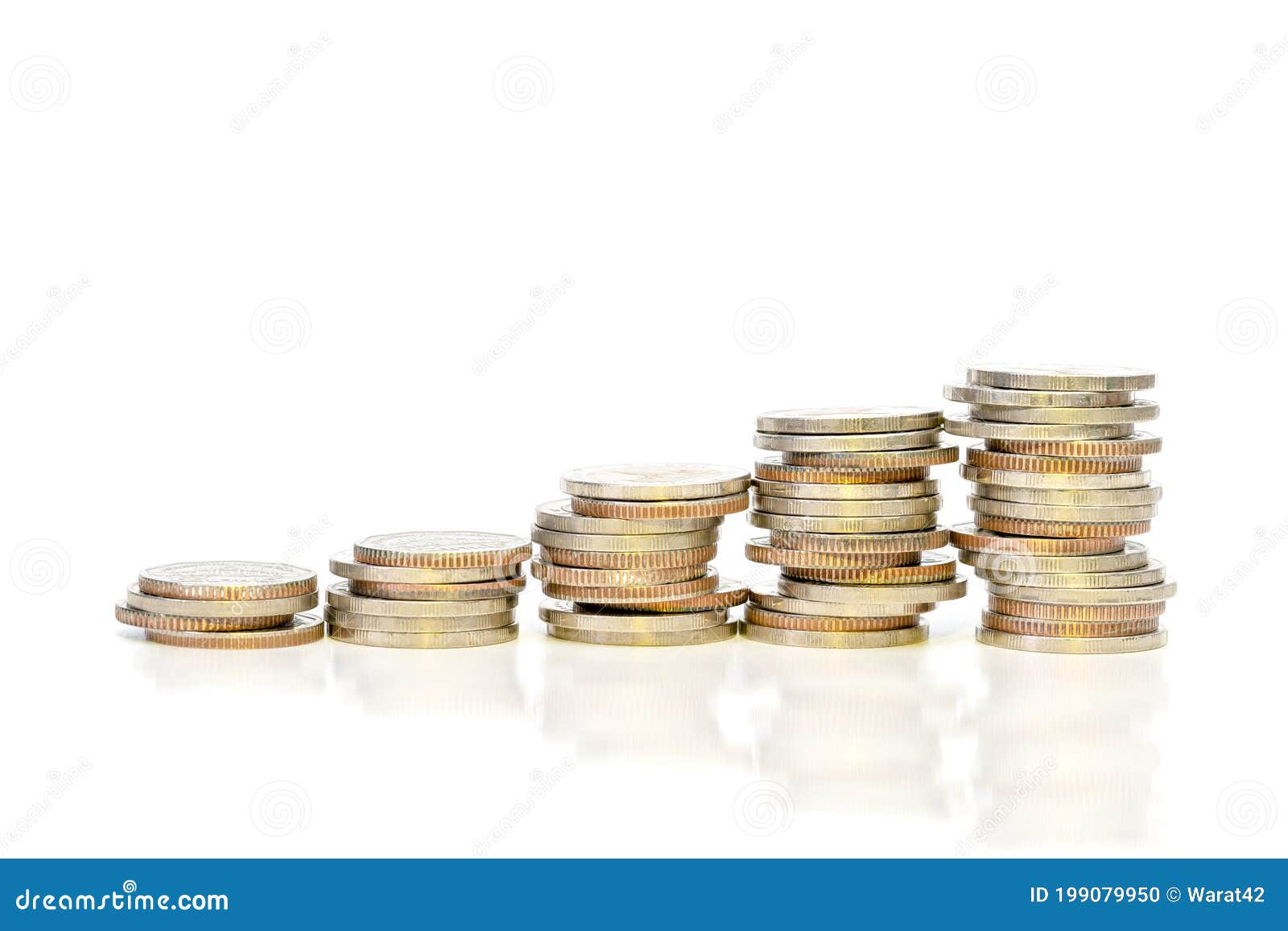 Coins Stacks on White Background Stock Photo - Image of business ...