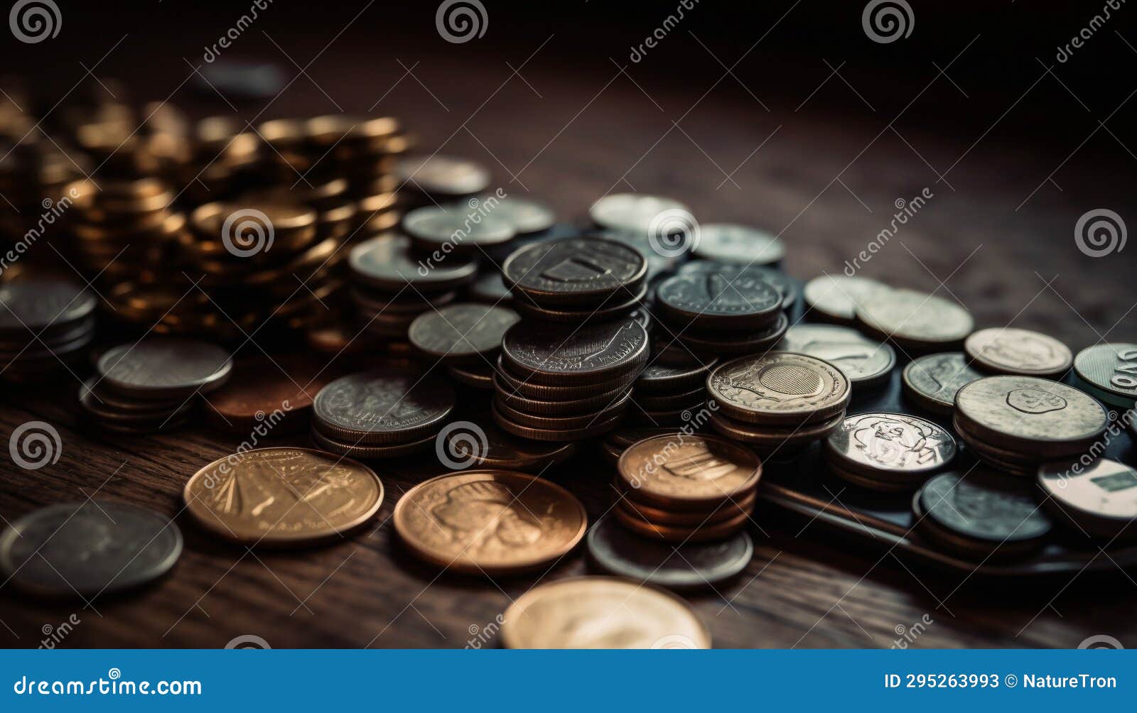 Coins on the table coins stock illustration. Illustration of finances ...