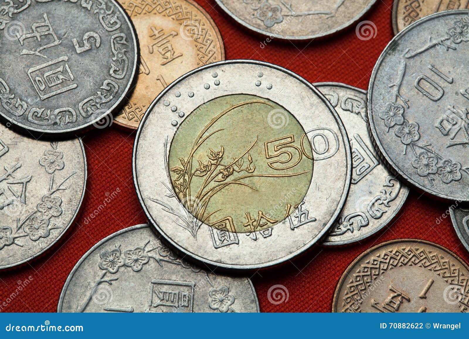 Coins of Taiwan stock photo. Image of coins, hieroglyph - 70882622