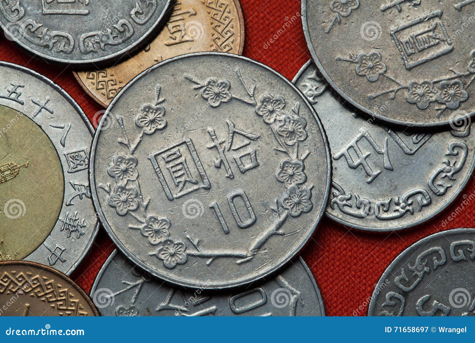 Coins of Taiwan stock image. Image of china, hieroglyph - 71658697