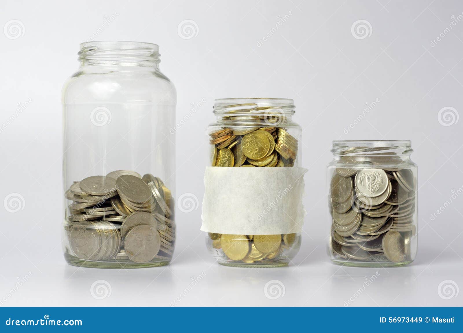 Coins in the Three Different Size of Jar - Financial Concept Stock ...