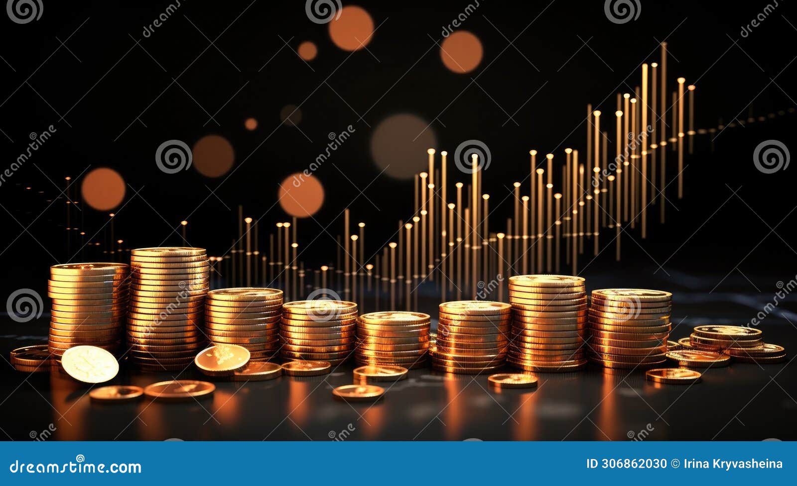 Coins on Top of an Upward Trending Chart Stock Photo - Image of growth ...