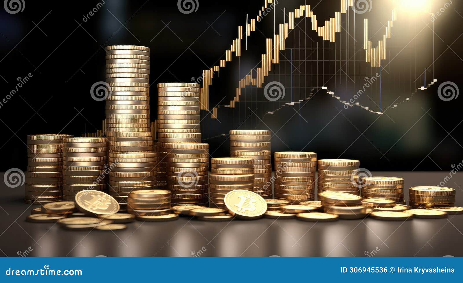 Coins on Top of an Upward Trending Chart Stock Photo - Image of ...