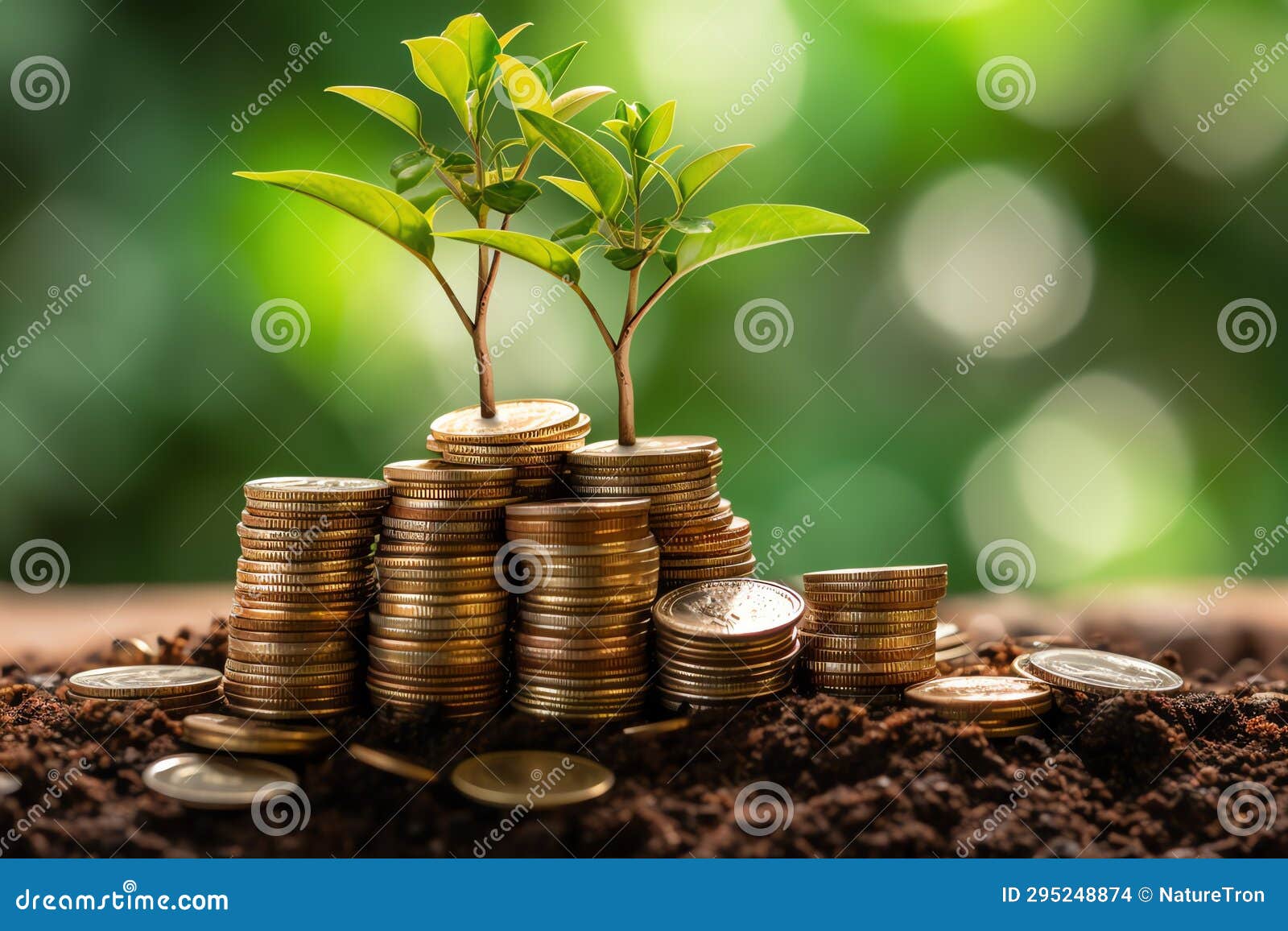 Coins and Tree Coins and Plant Stock Illustration - Illustration of ...