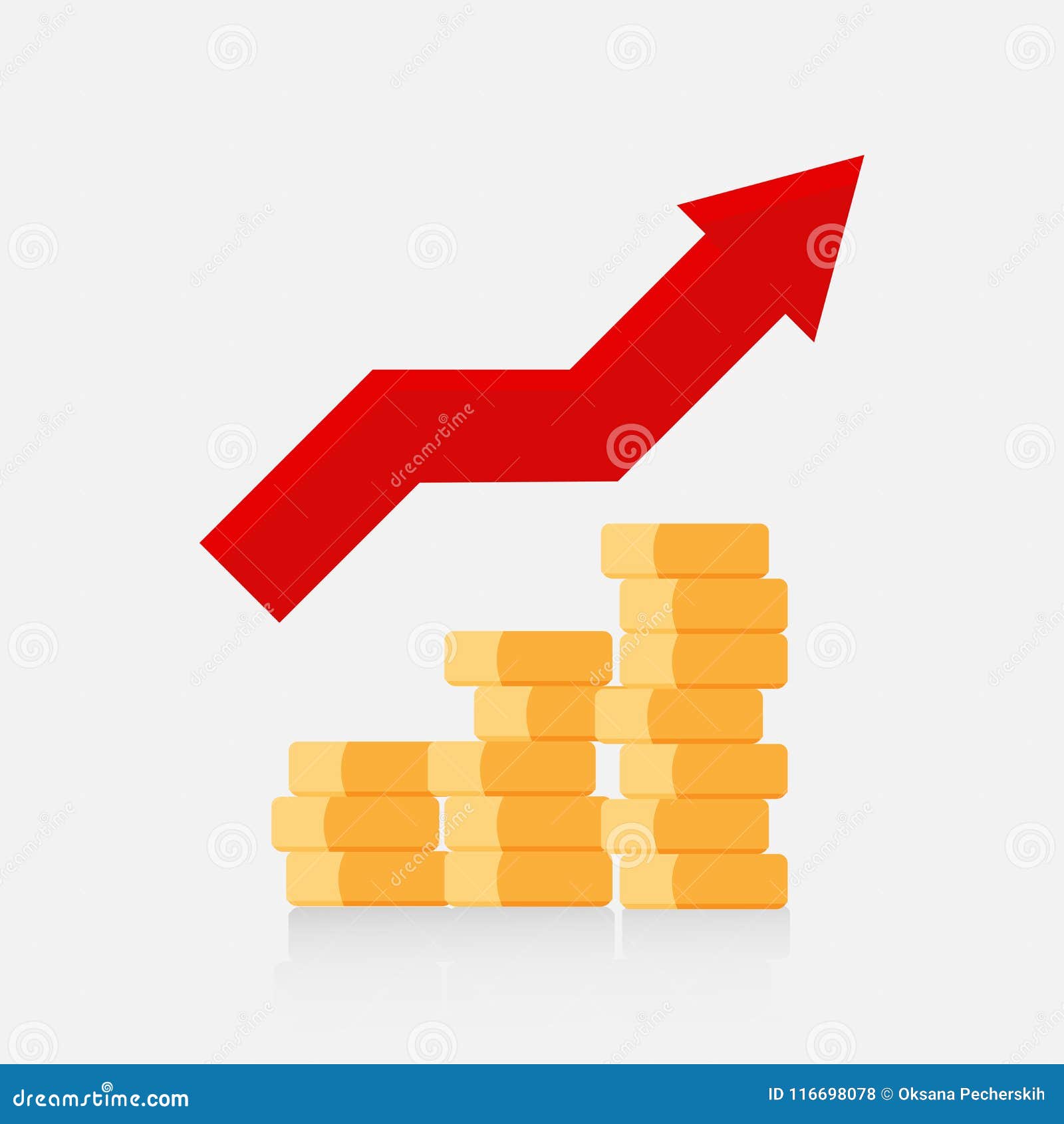 Coins - Vector Illustration. Arrow Pointing Upwards is a Symbol Stock ... Coins - Vector Illustration. Arrow Pointing Upwards is a Symbol Stock ...