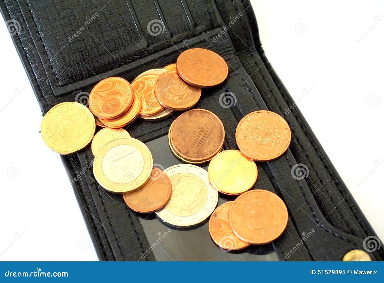 Coins on wallet stock image. Image of cash, economy, banknote - 51529895