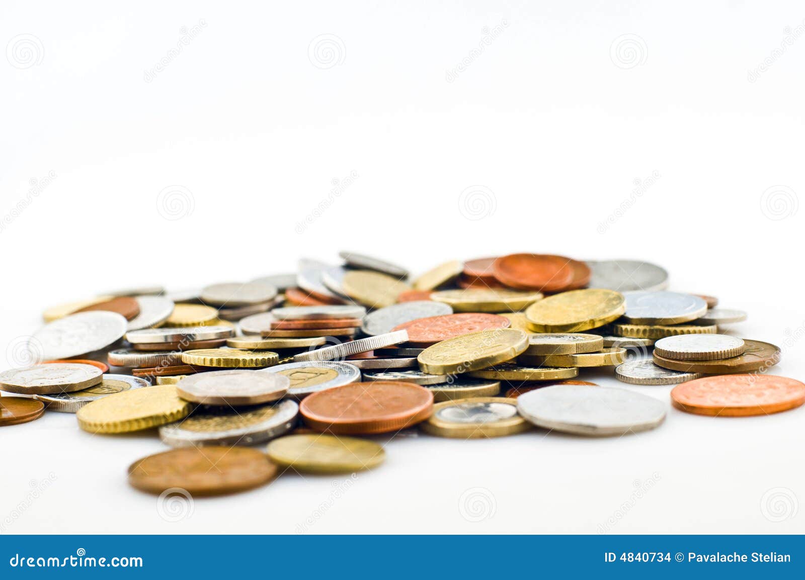 Coins on white background stock photo. Image of money - 4840734