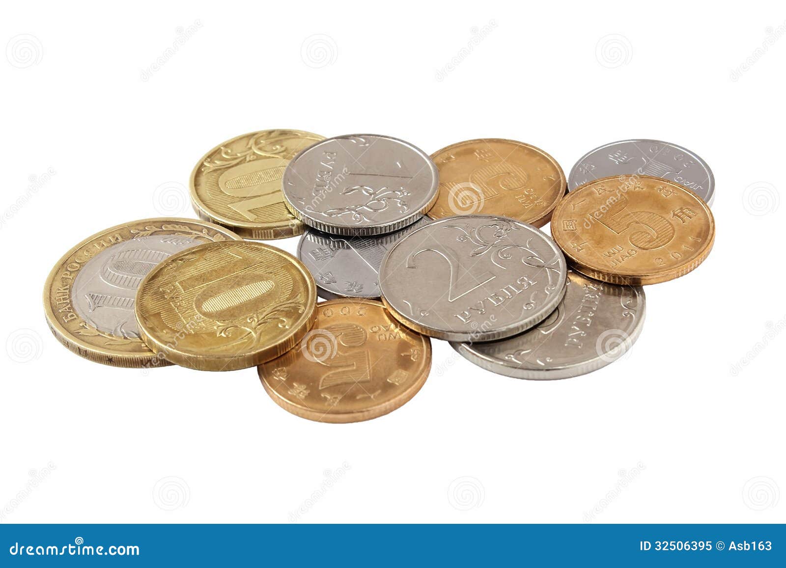 Coins on white background stock image. Image of money - 32506395