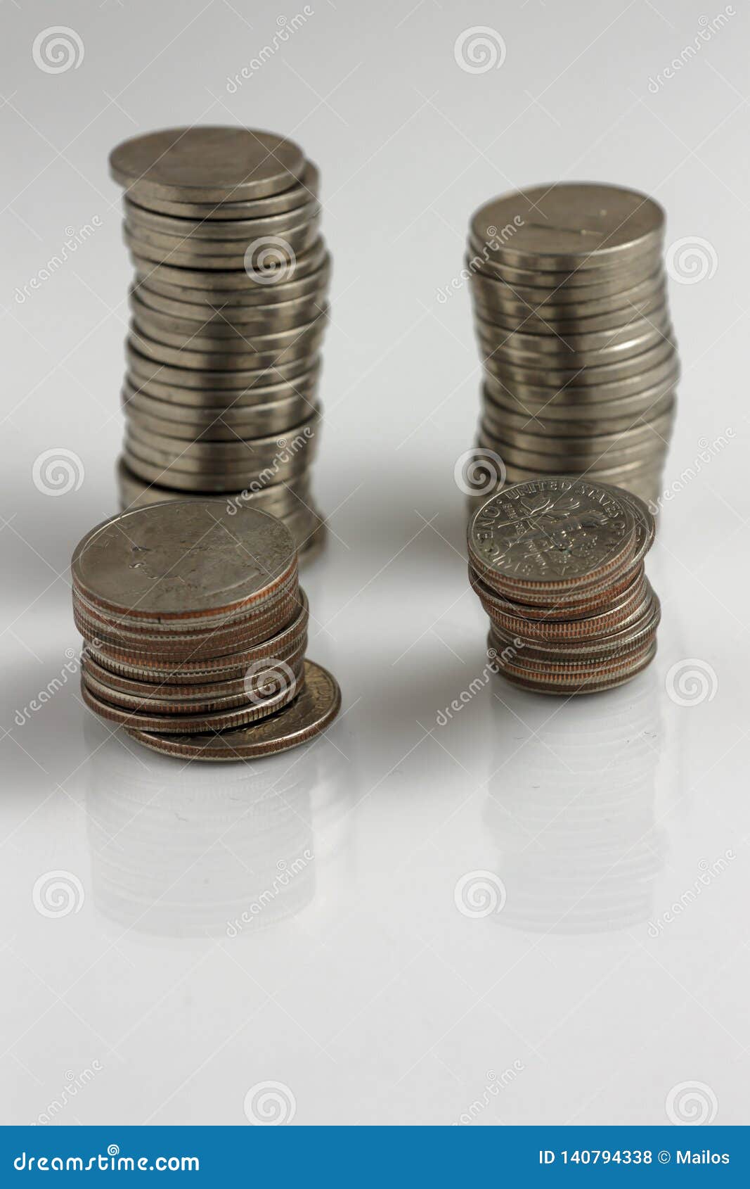 Coins on a White Background Stock Photo - Image of business, commerce ...
