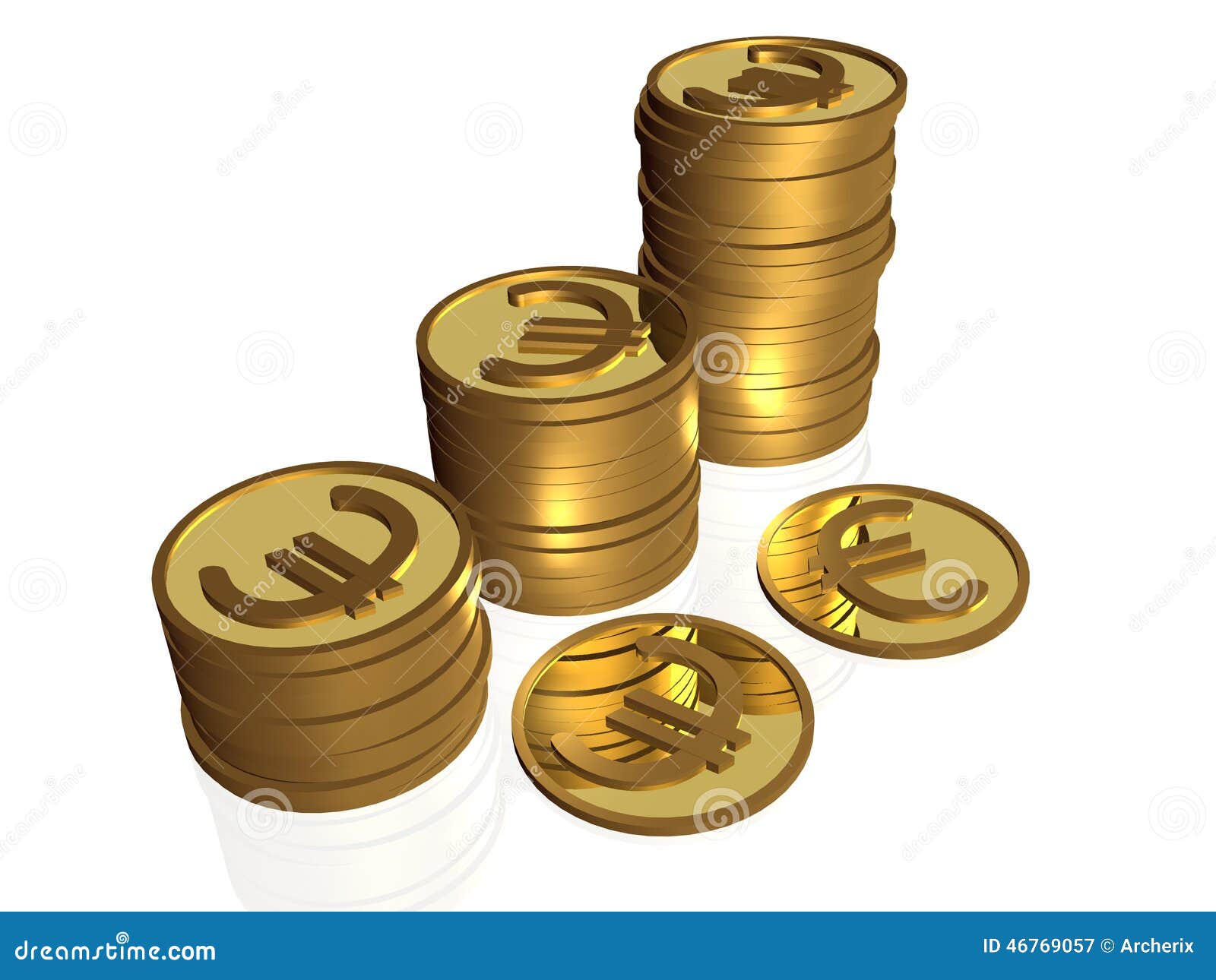 Coins on white stock illustration. Illustration of coin - 46769057