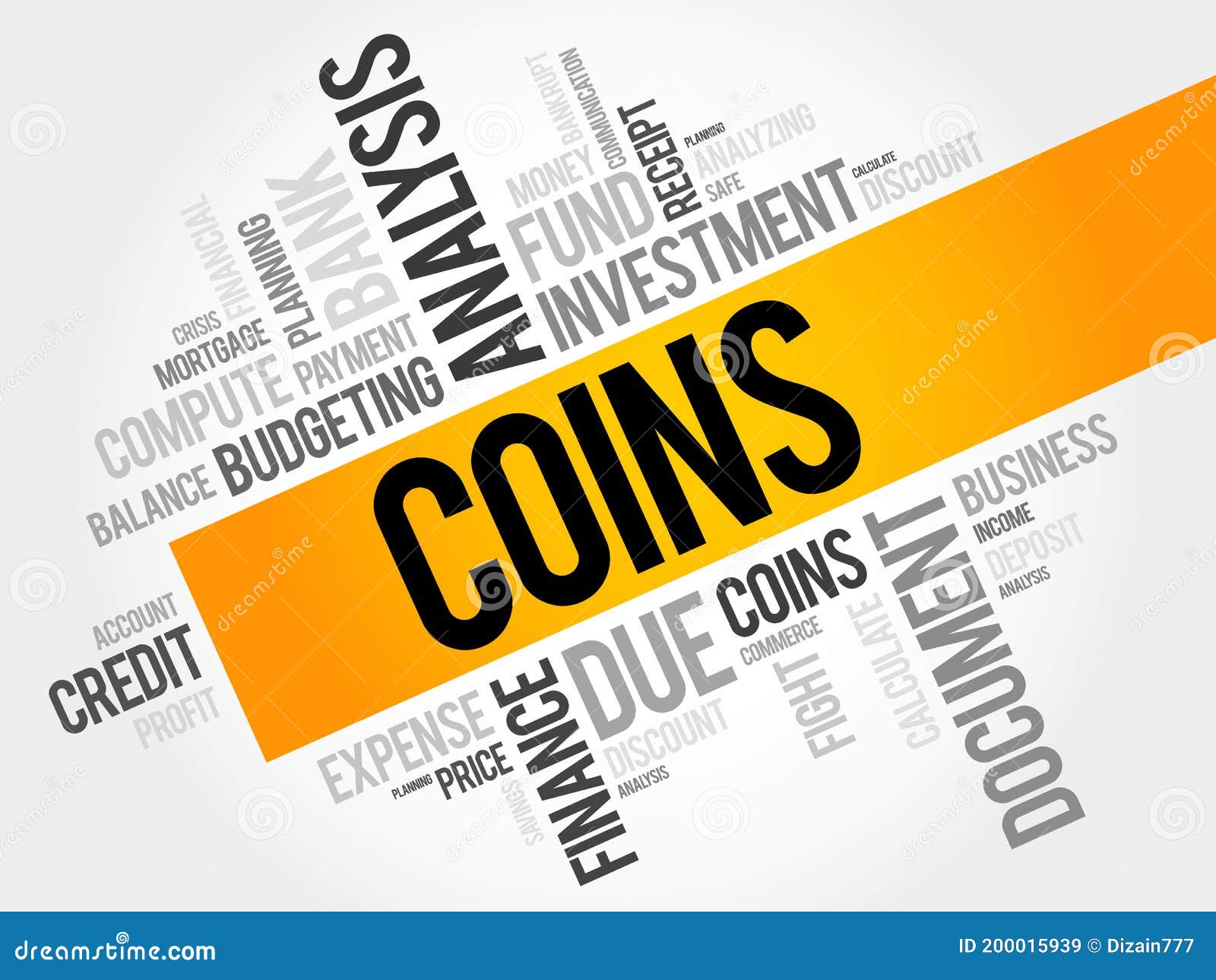 COINS word cloud stock illustration. Illustration of earnings - 200015939