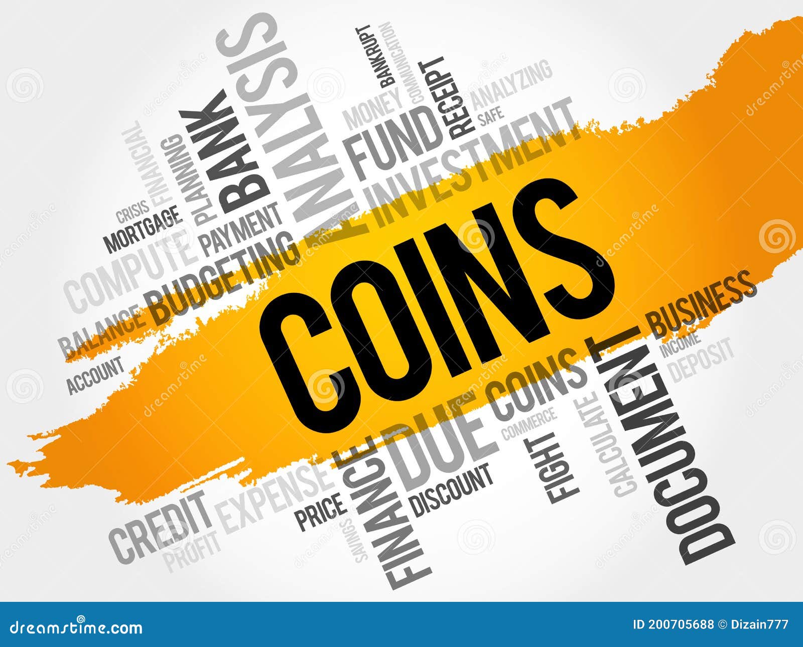 COINS word cloud stock illustration. Illustration of coin - 200705688