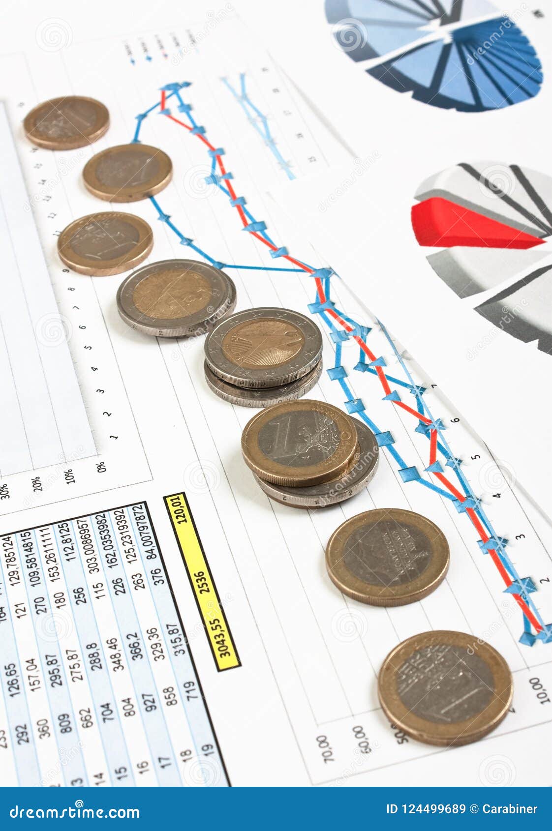 Coinss and the Working Paper Stock Image - Image of graphs, investment ...