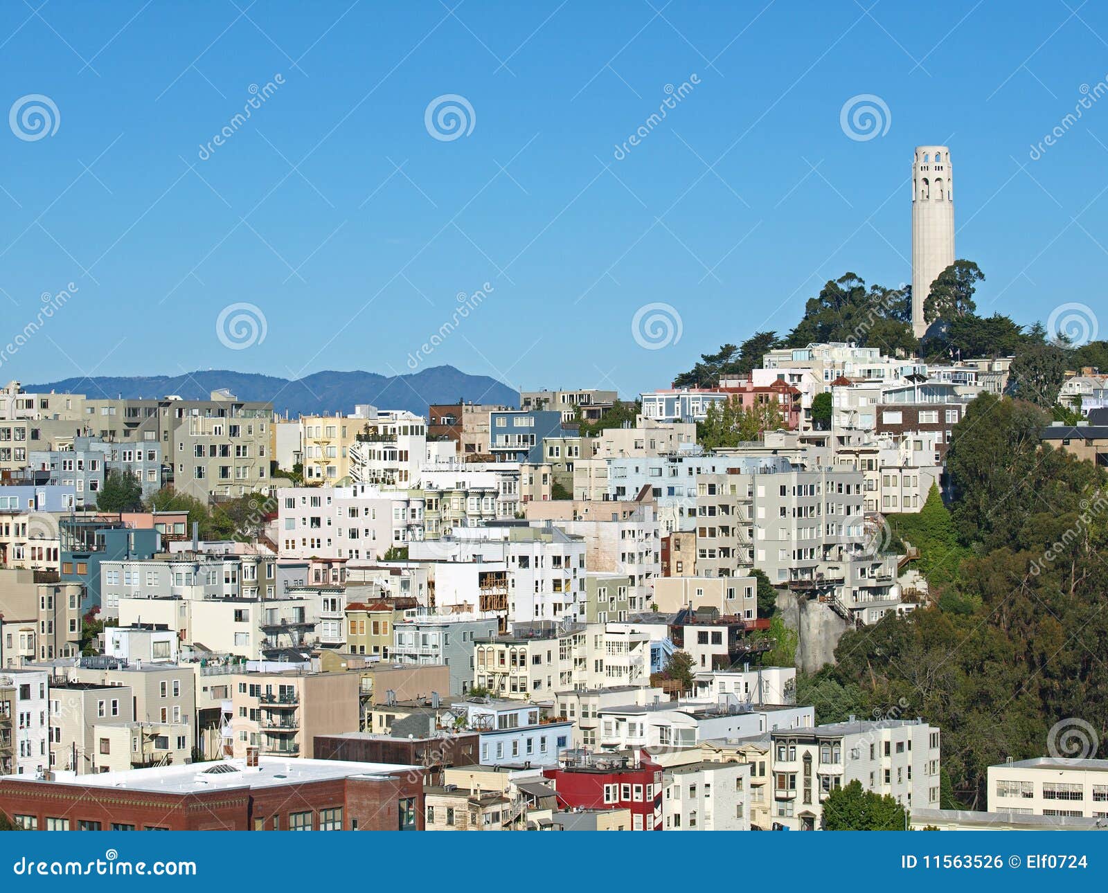 Coit Tower stock photo. Image of historic, shine, blue - 11563526