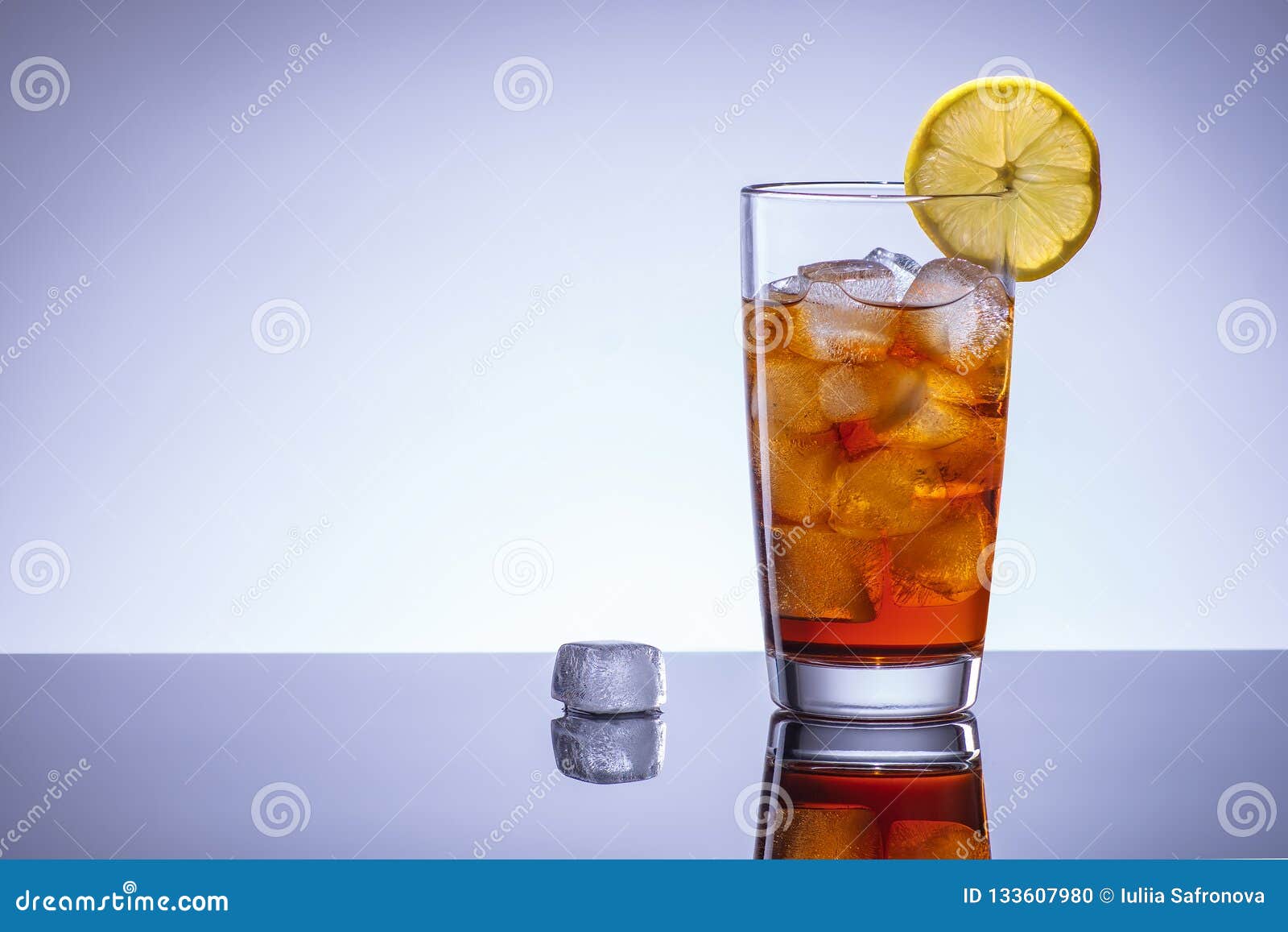 Coke Cocktail with Ice and Lemon, Alcohol Bar Stock Photo - Image of ...