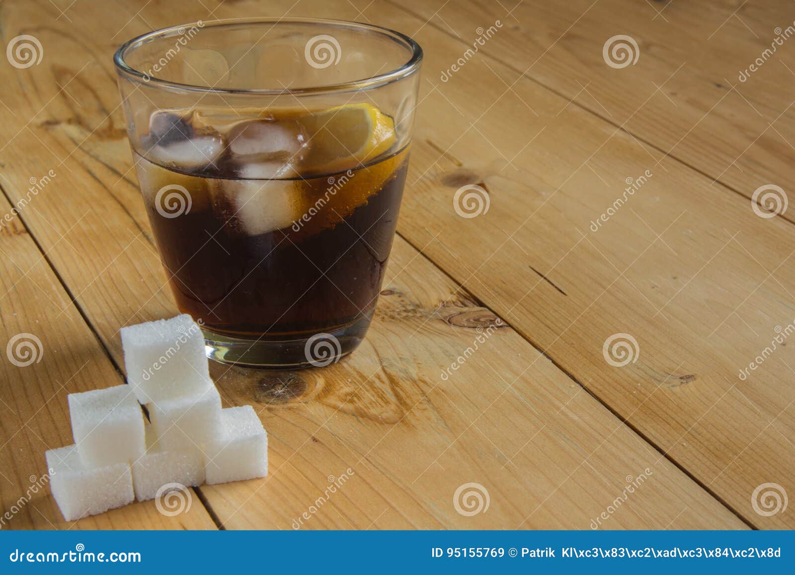Coke with Ice and Lemon with Sugar Cube Stock Image - Image of cocktail ...