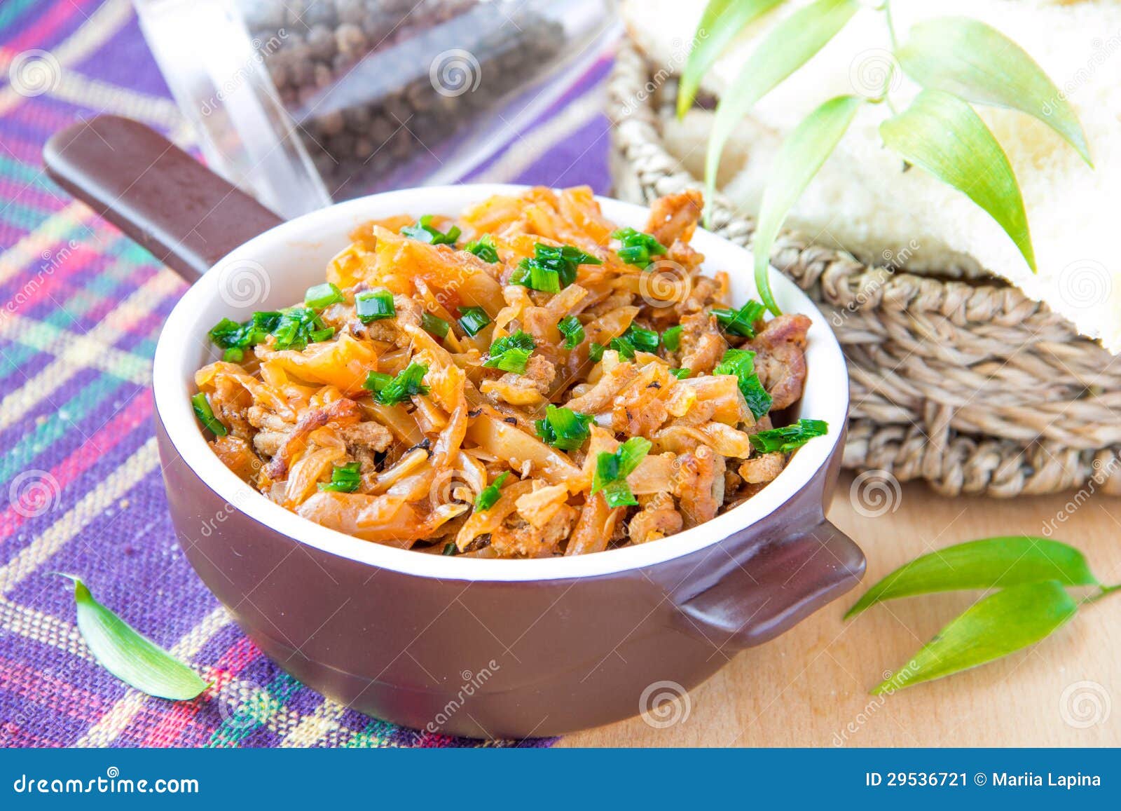 Col guisada con la carne imagen de archivo. Imagen de colorido - 29536721