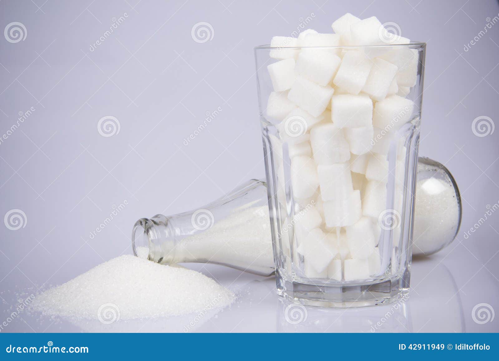 Cola Bottle with Sugar and Sugar Cubes Stock Image - Image of fructose ...