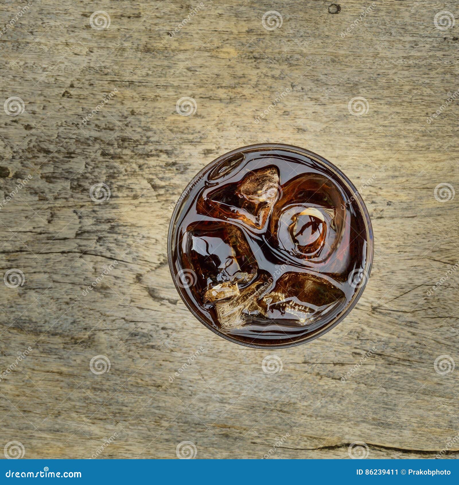 Cola in Glass with Ice from Top View Stock Image - Image of freshness ...