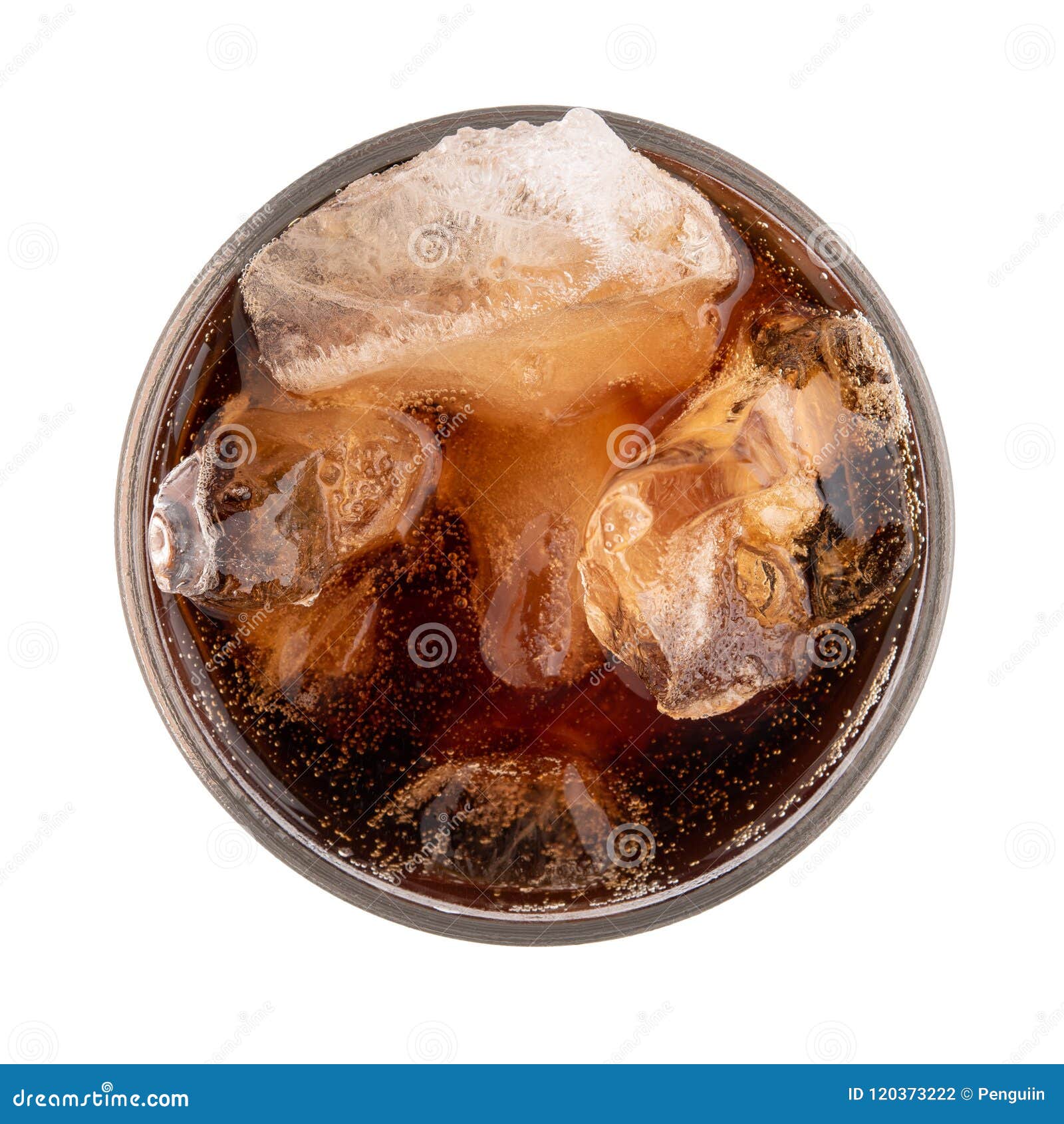 Cola in a Glass Isolated on White Background, Top View Stock Photo ...